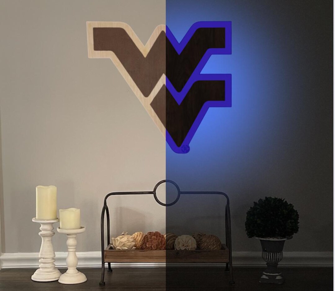 WVU Wood LED Sign for Man Cave Wall Decor West Virginia Mountaineers - Etsy