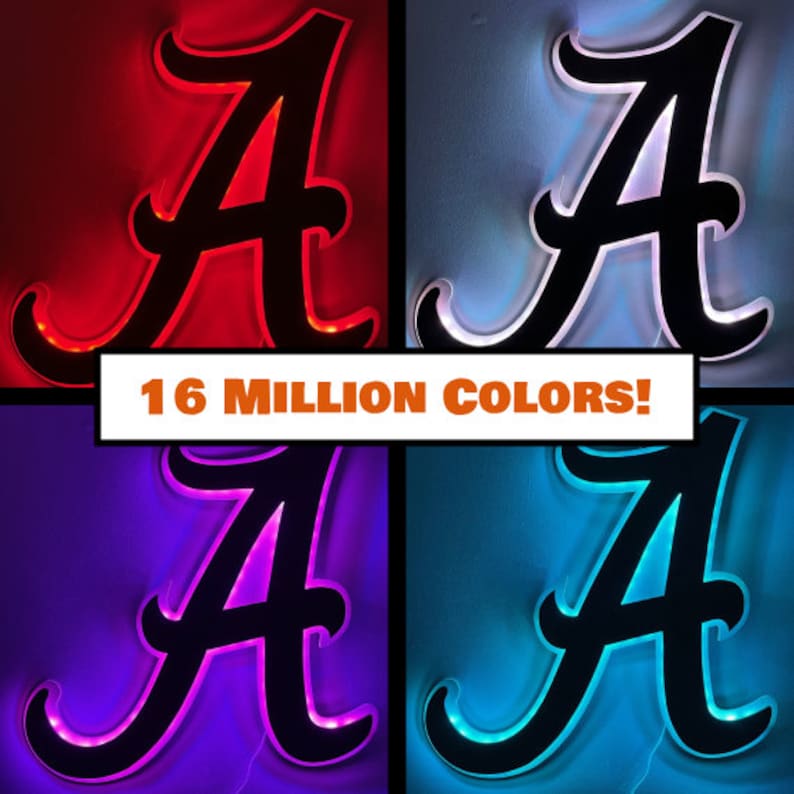 Alabama Crimson Tide Wood LED Sign Alabama Football Sign University of ...