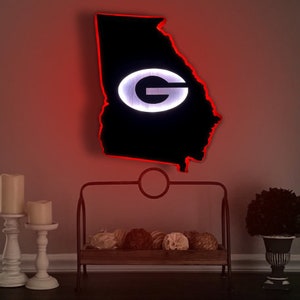 Georgia Bulldogs Wood LED Sign Georgia Bulldog Wall Art Georgia Dorm ...