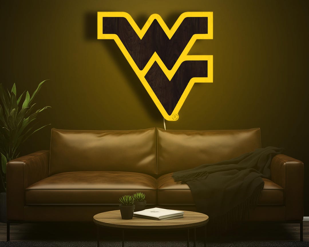 WVU Mountaineers Wood LED Sign Wall Sign for Room Accent Lighting Man ...