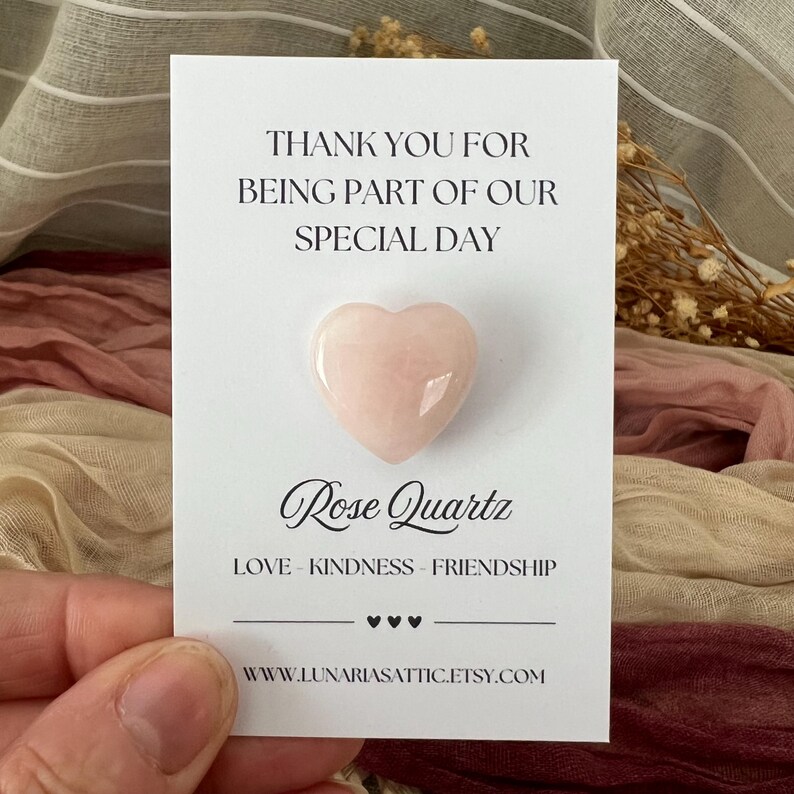 Crystal Heart Wedding Favour Cards: Amethyst, Rose Quartz, Green ...