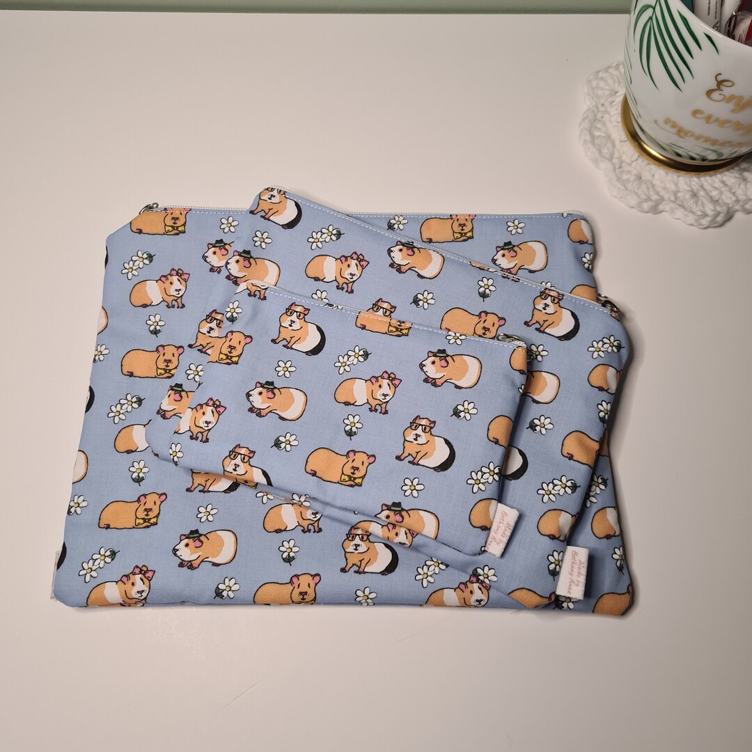 Blue Guinea Pig With Glasses Pouch Handmade Pouches Zipper Pouch - Etsy