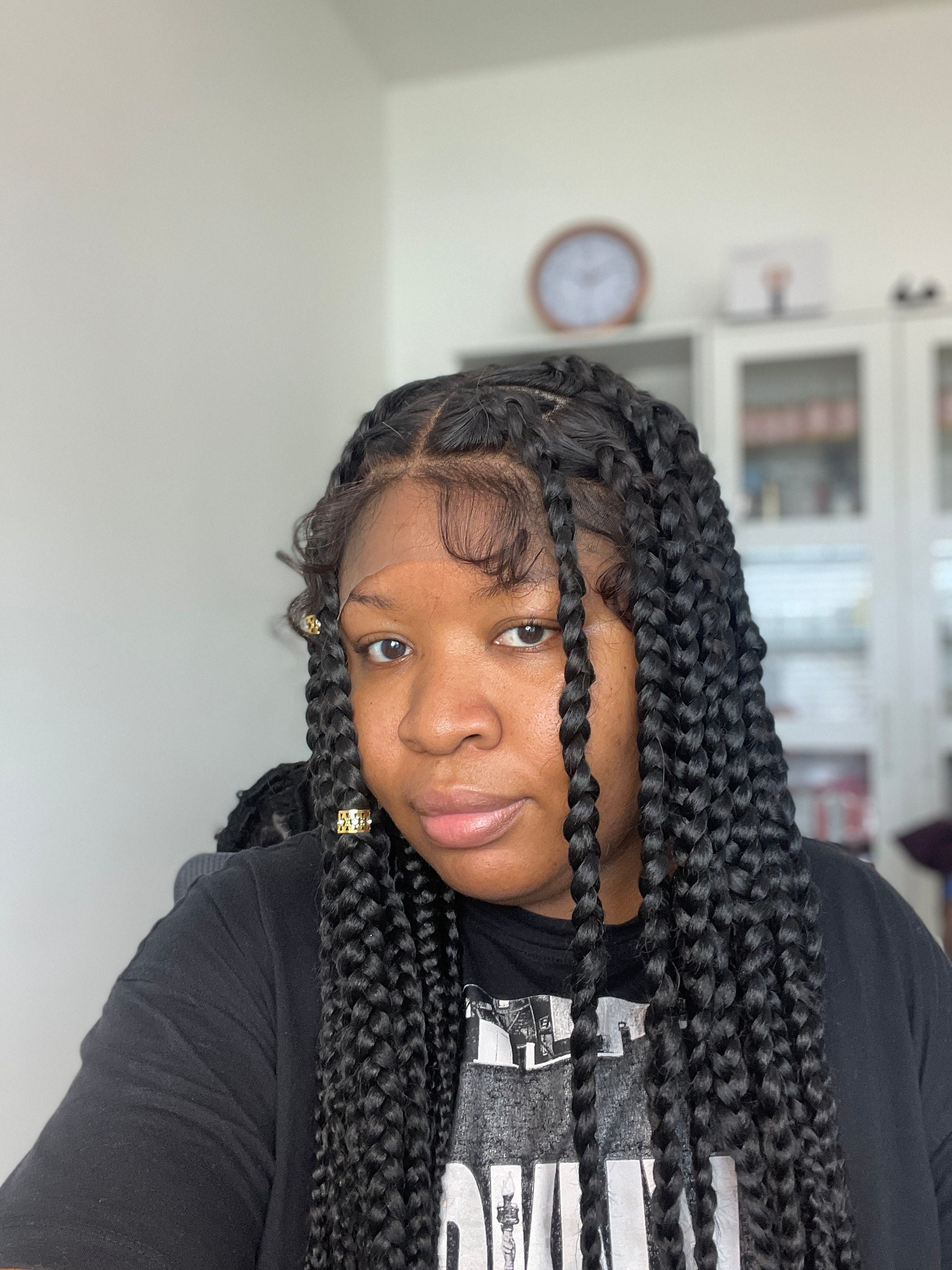 Ready To Ship Wig Full Lace Medium Knotless Box Braids Wig For Black
