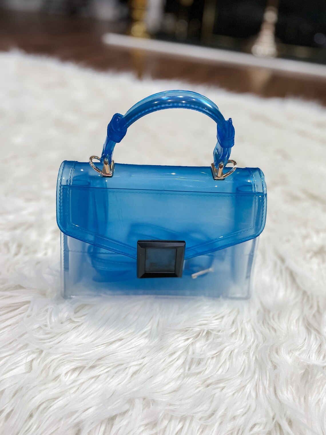 Blue Neon Bag Clear Jelly Tote Bag Clear Messenger Bag Satchel Clear ...