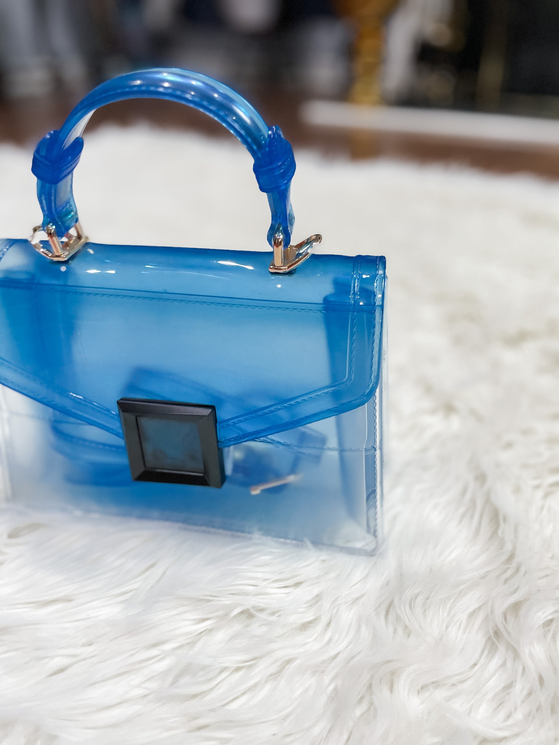 Blue Neon Bag Clear Jelly Tote Bag Clear Messenger Bag Satchel Clear ...