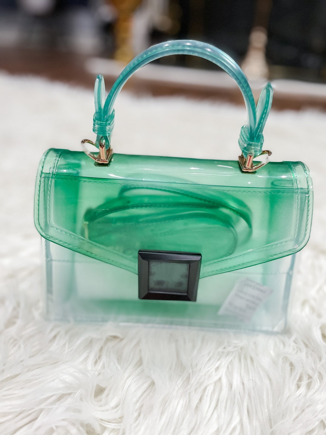 Green Neon Bag Clear Jelly Tote Bag Clear Messenger Bag Satchel Clear ...