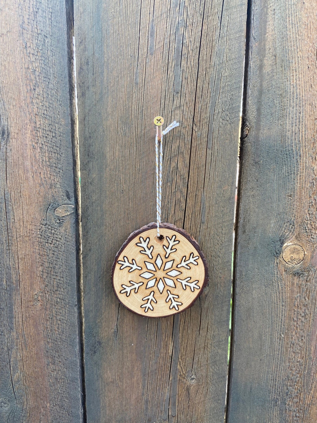 White Snowflake Ornament Pyrography - Etsy