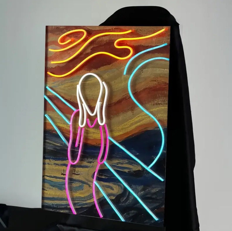 Edvard Munch Scream LED Neon Sign for Dorm Bedroom Neon Bar Led Gym ...