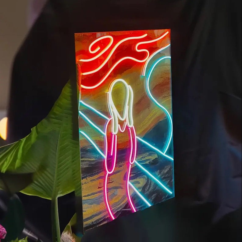 Edvard Munch Scream LED Neon Sign for Dorm Bedroom Neon Bar Led Gym ...