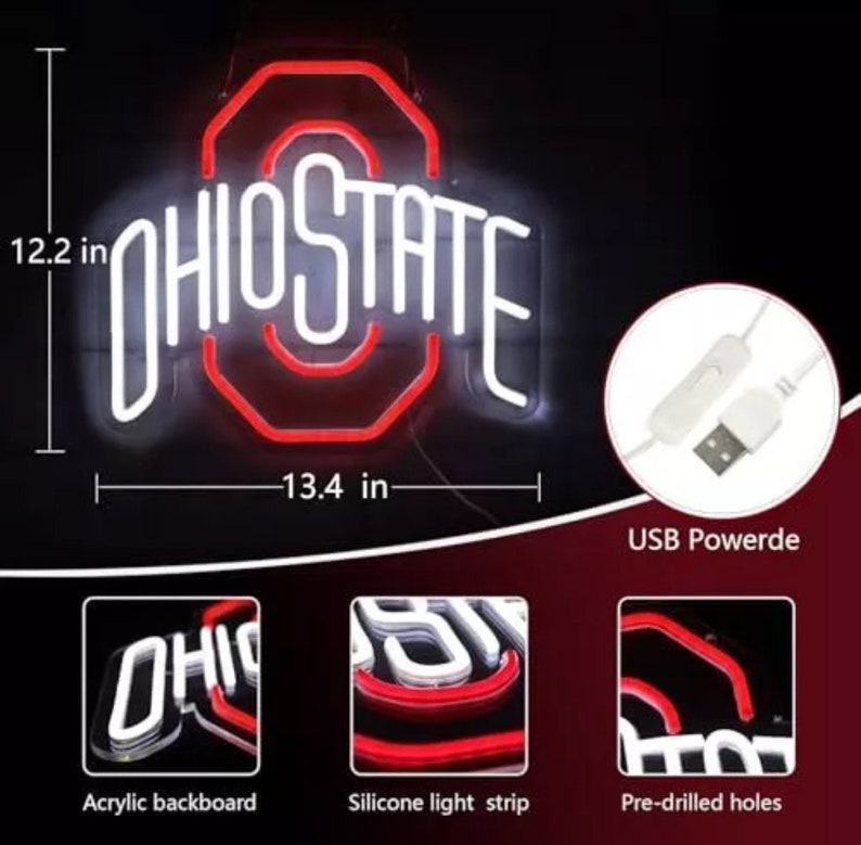 Ohio State University LED Neon Sign for Dorm Bedroom Neon Bar Sign Led ...