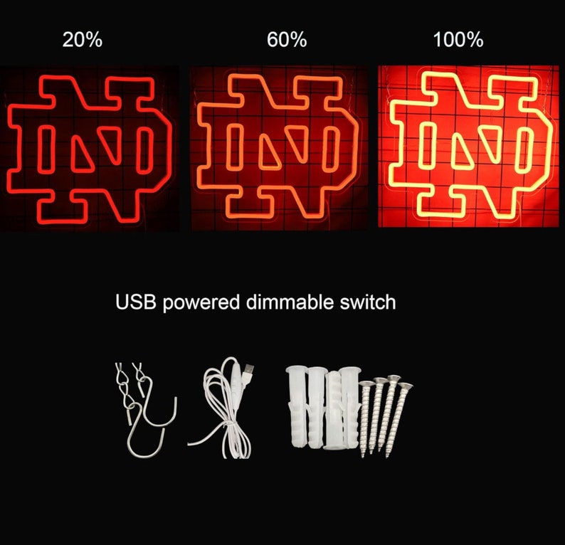University of Notre Dame LED Neon Sign for Dorm Bedroom Neon Bar Sign ...
