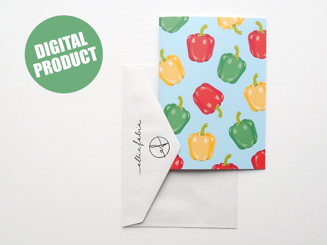 Printable Sweet Pepper Card | Digital Download | Folding Greeting Cards ...