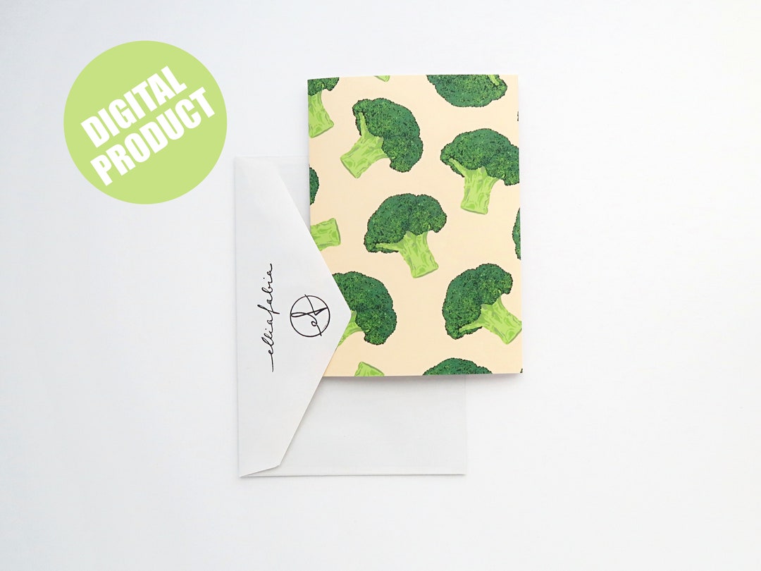Digital Download Broccoli Card | Printable | Folding Greeting Cards ...