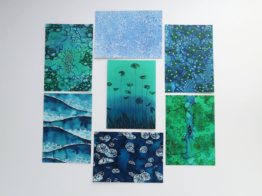 Water Postcard Collection Abstract Art Watercolor Postcard Nature Art ...