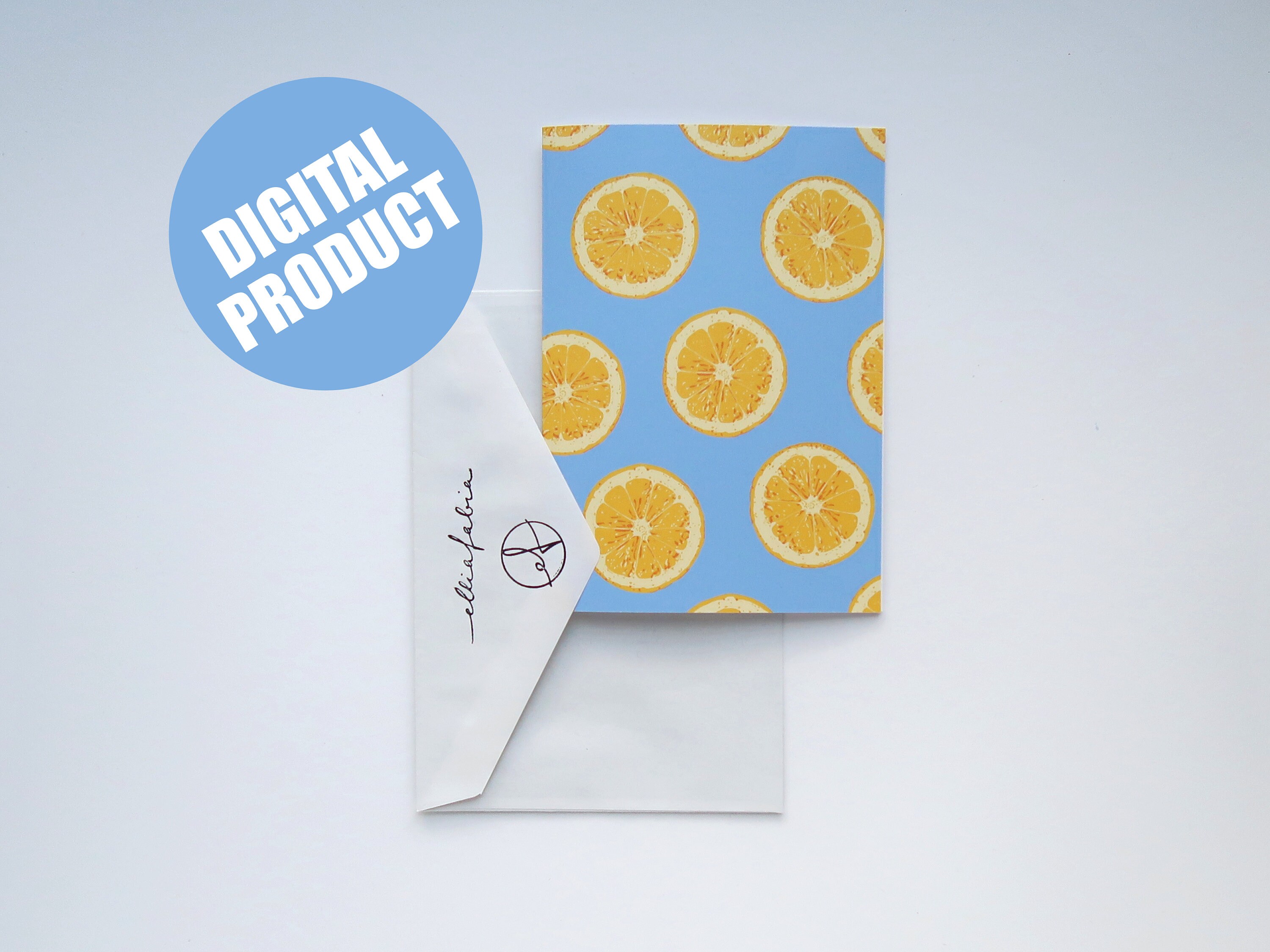 Digital Download Lemon Card Printable Folding Greeting Cards Food ...