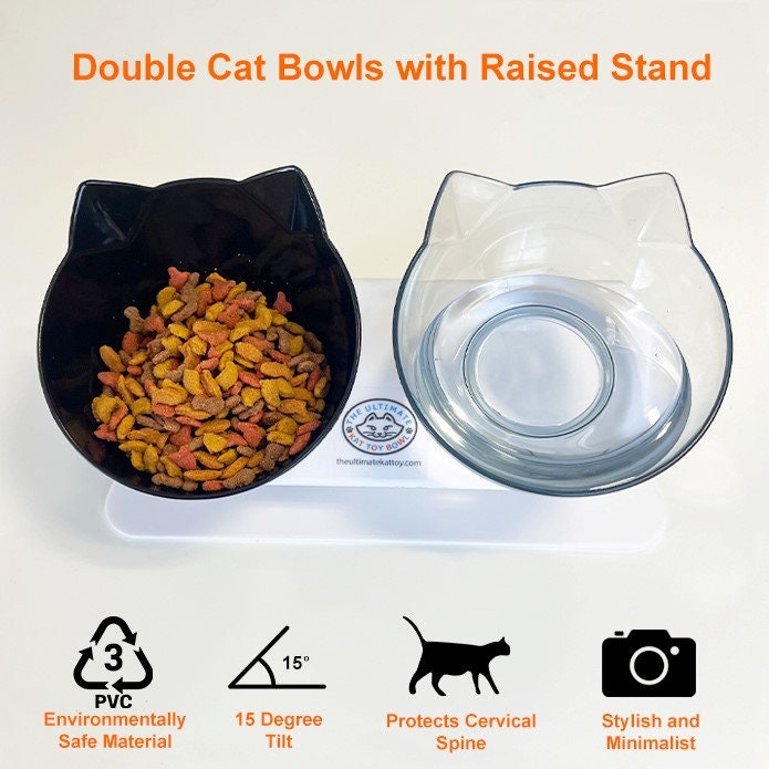 Elevated Cat Food Bowls Your Cats Will Love. Raised Food Bowls Protect ...