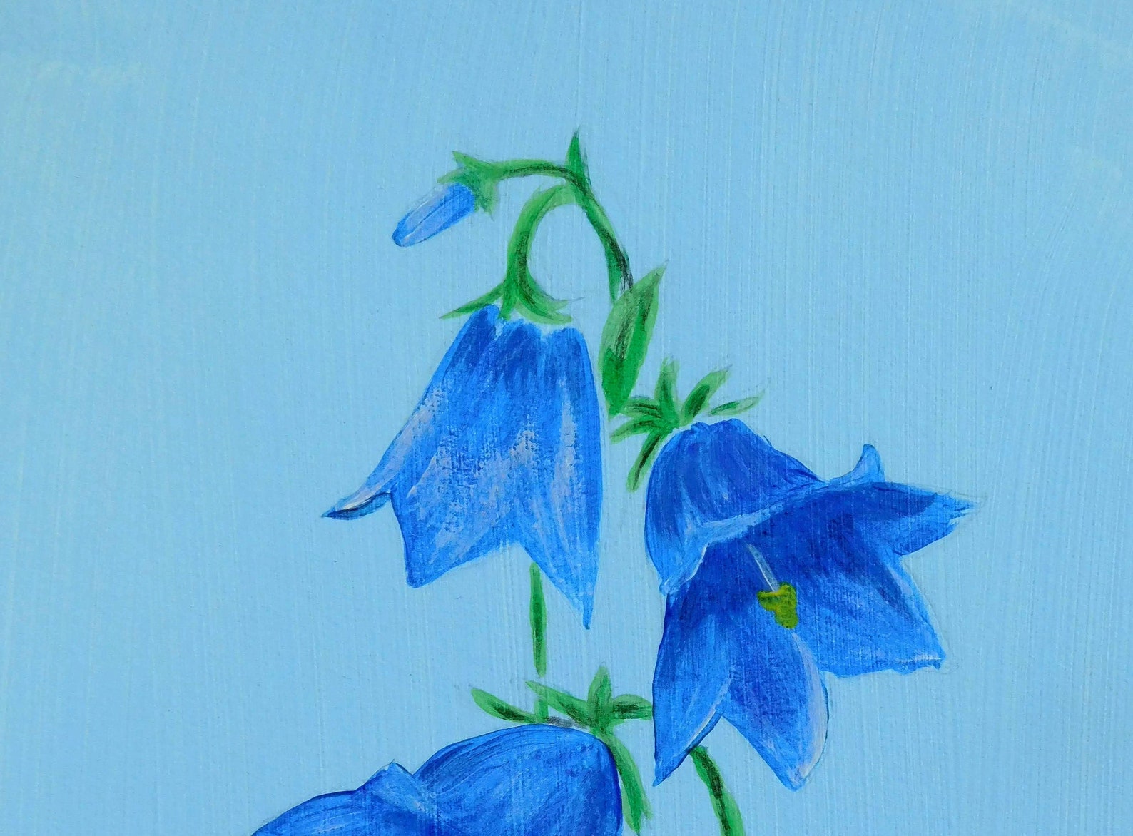 Original Flower ''Blue Bell'' Acrylic Painting | Etsy