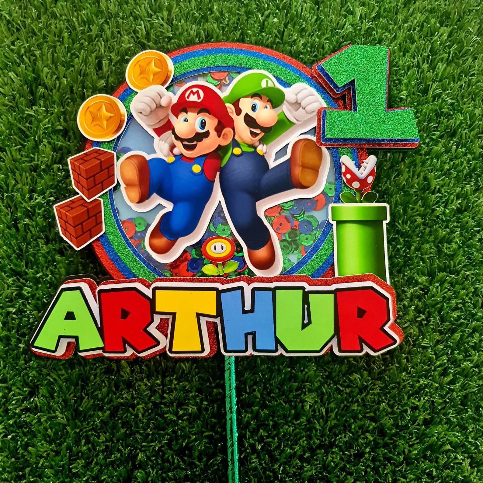 Themed Cake Topper Mario Bros Shaker Topper - Etsy