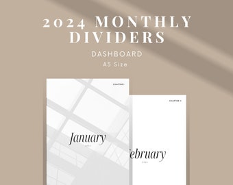 DASHBOARD 12 Monthly Planner Dashboard Set, Printable Dividers, Monthly ...