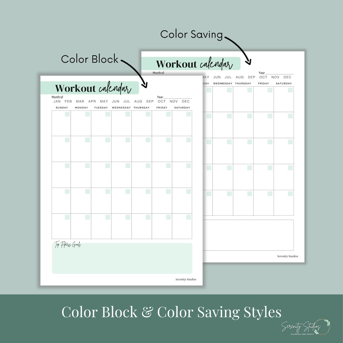 Monthly Workout Calendar Printable, Fitness Tracker, Workout Planner ...