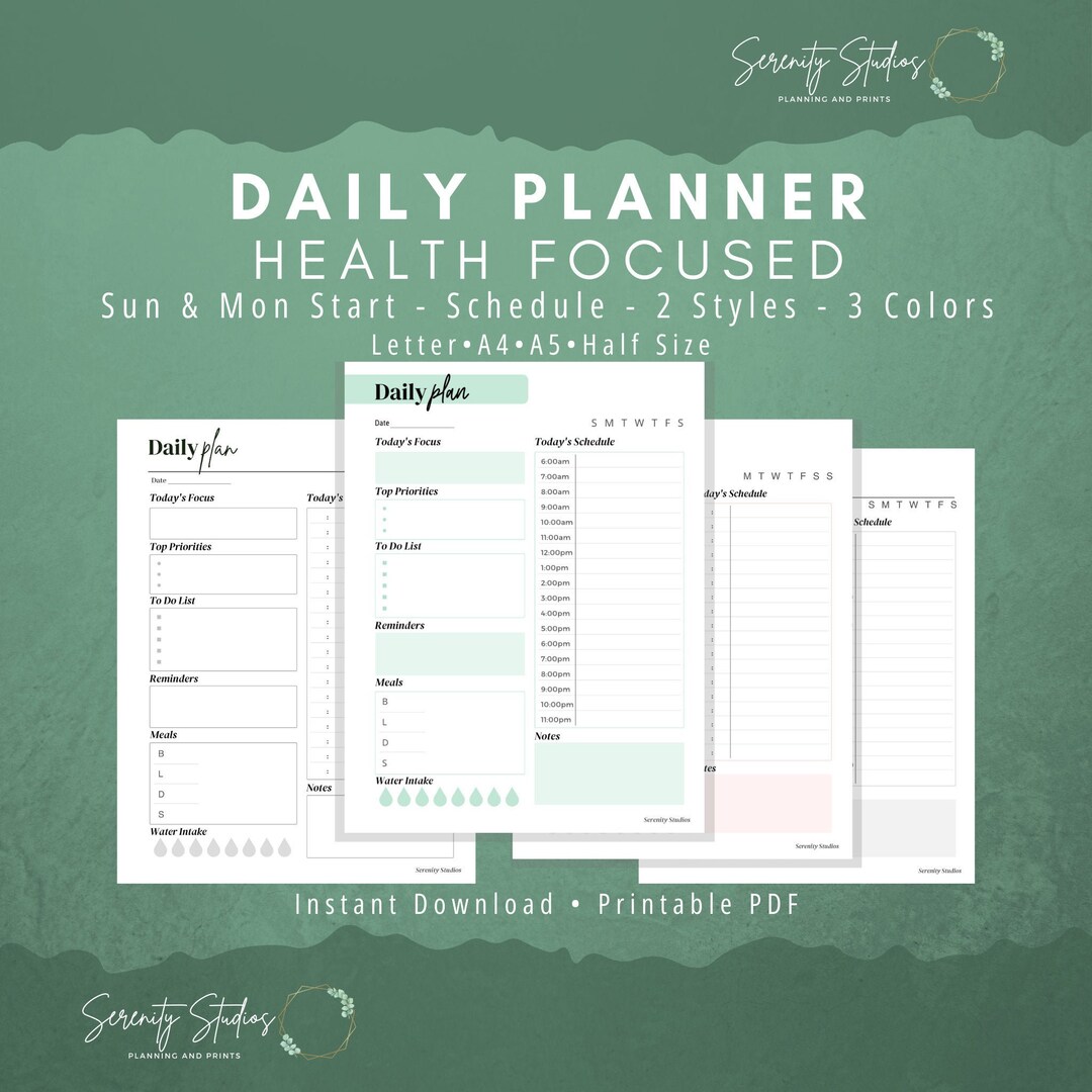 Daily Planner Printable, Daily Schedule, to Do List, Meal Planner ...