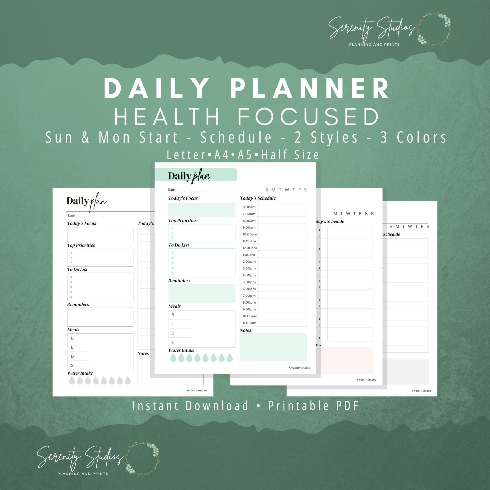 Daily Planner Printable, Daily Schedule, to Do List, Meal Planner ...