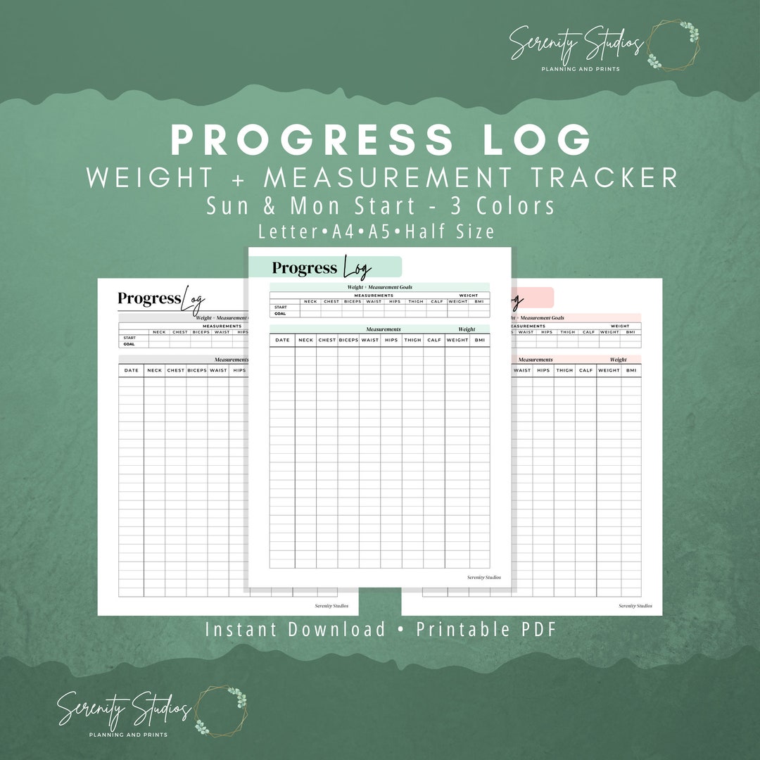 Progress Log, Weight and Body Measurement Tracker, Fitness Journal ...