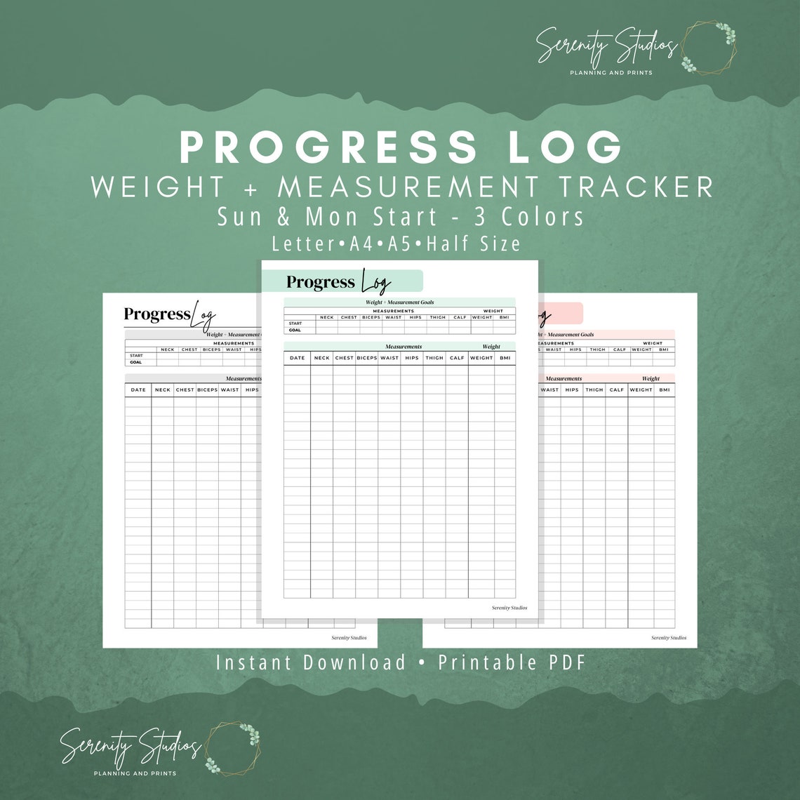 Progress Log, Weight and Body Measurement Tracker, Fitness Journal ...