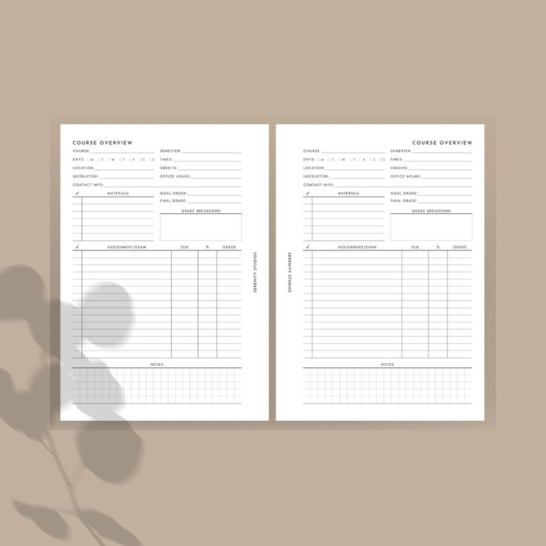 Course Overview, Academic Subject Overview, Coursework Tracker ...