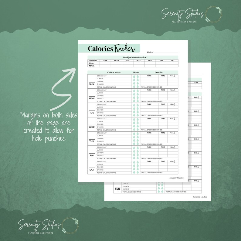 Calorie Tracker Printable, Fitness Journal, Calorie Counter, Exercise ...
