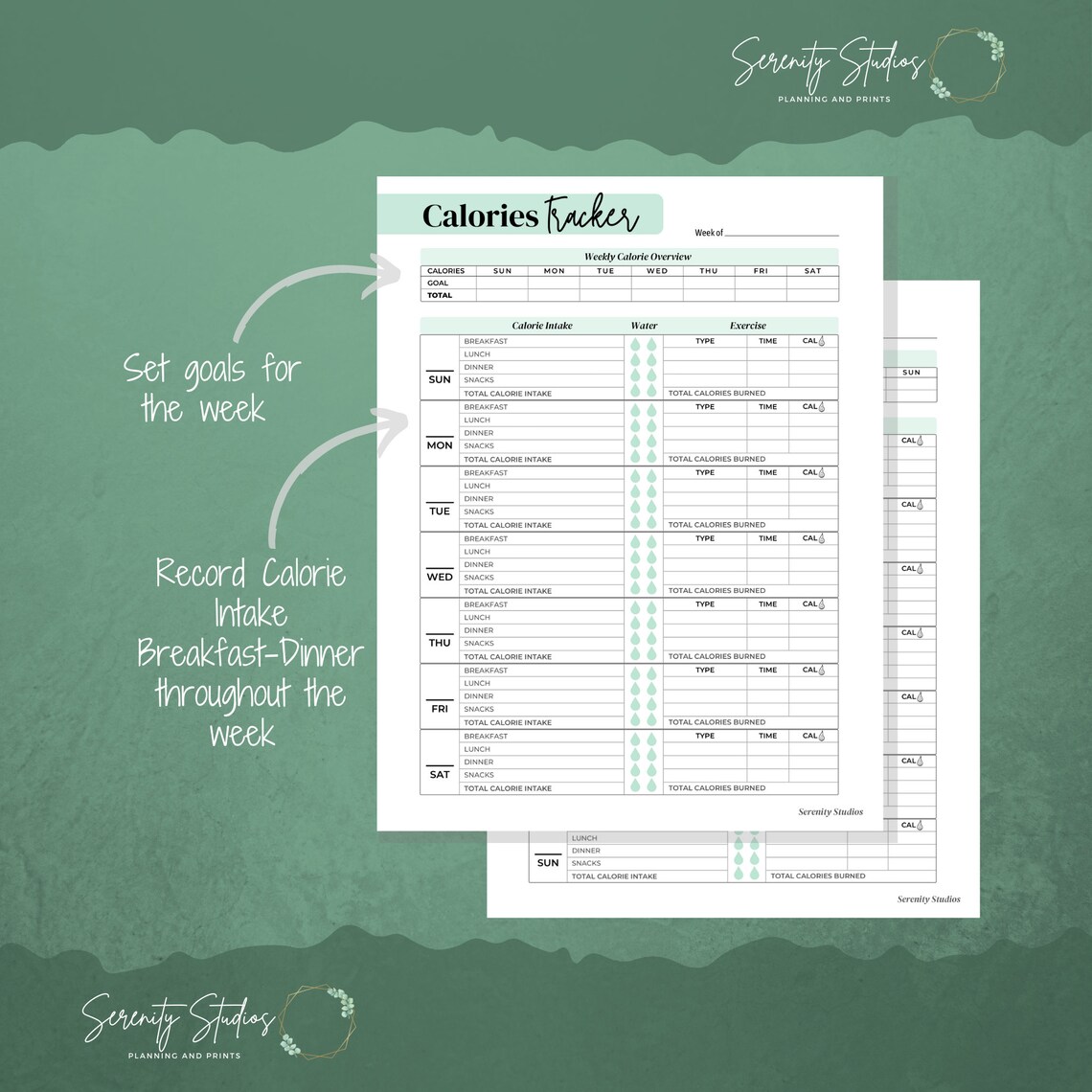 Calorie Tracker Printable, Fitness Journal, Calorie Counter, Exercise ...