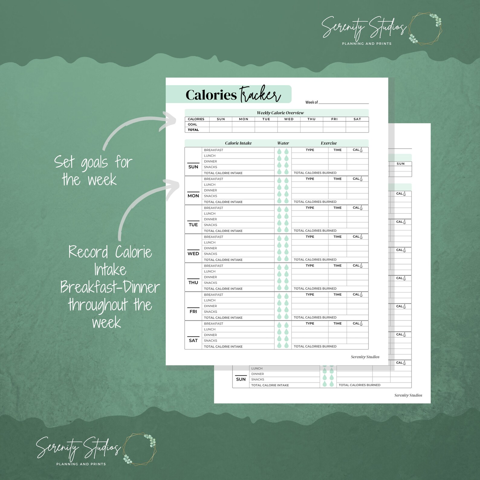 Calorie Tracker Printable, Fitness Journal, Calorie Counter, Exercise ...