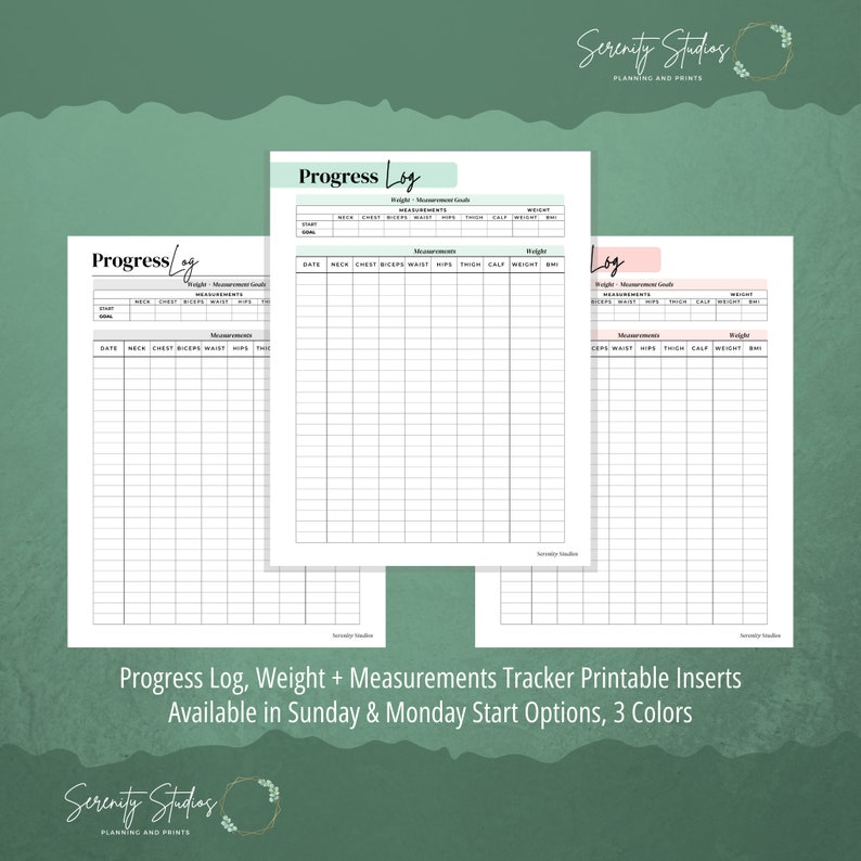 Progress Log, Weight and Body Measurement Tracker, Fitness Journal ...