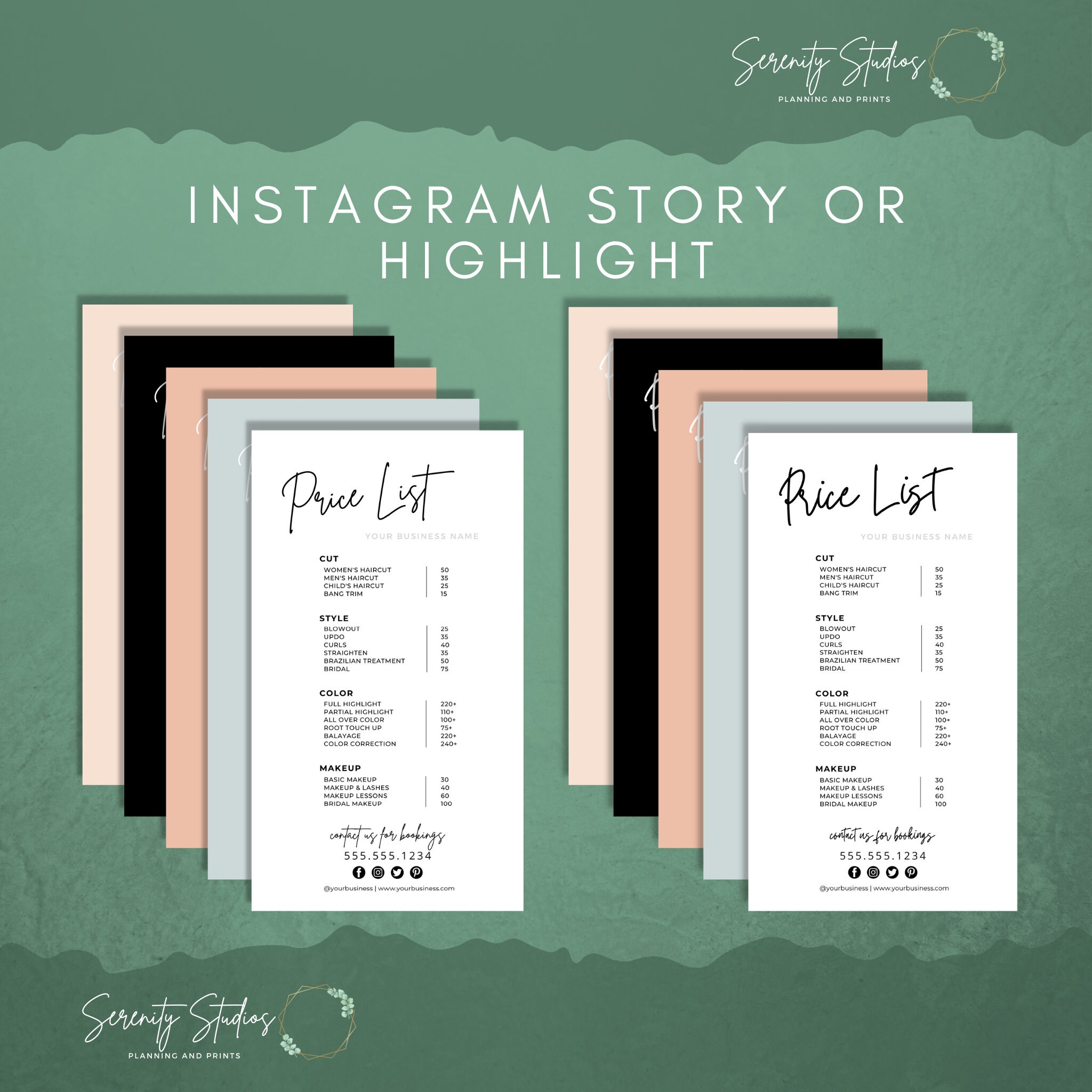Editable Price List Template Canva 6 SIZES Small Business - Etsy