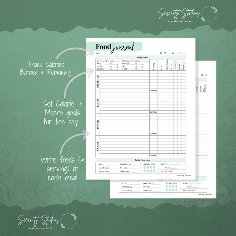Daily Food Journal, Food Log, Food Diary for Weight Loss, Health ...