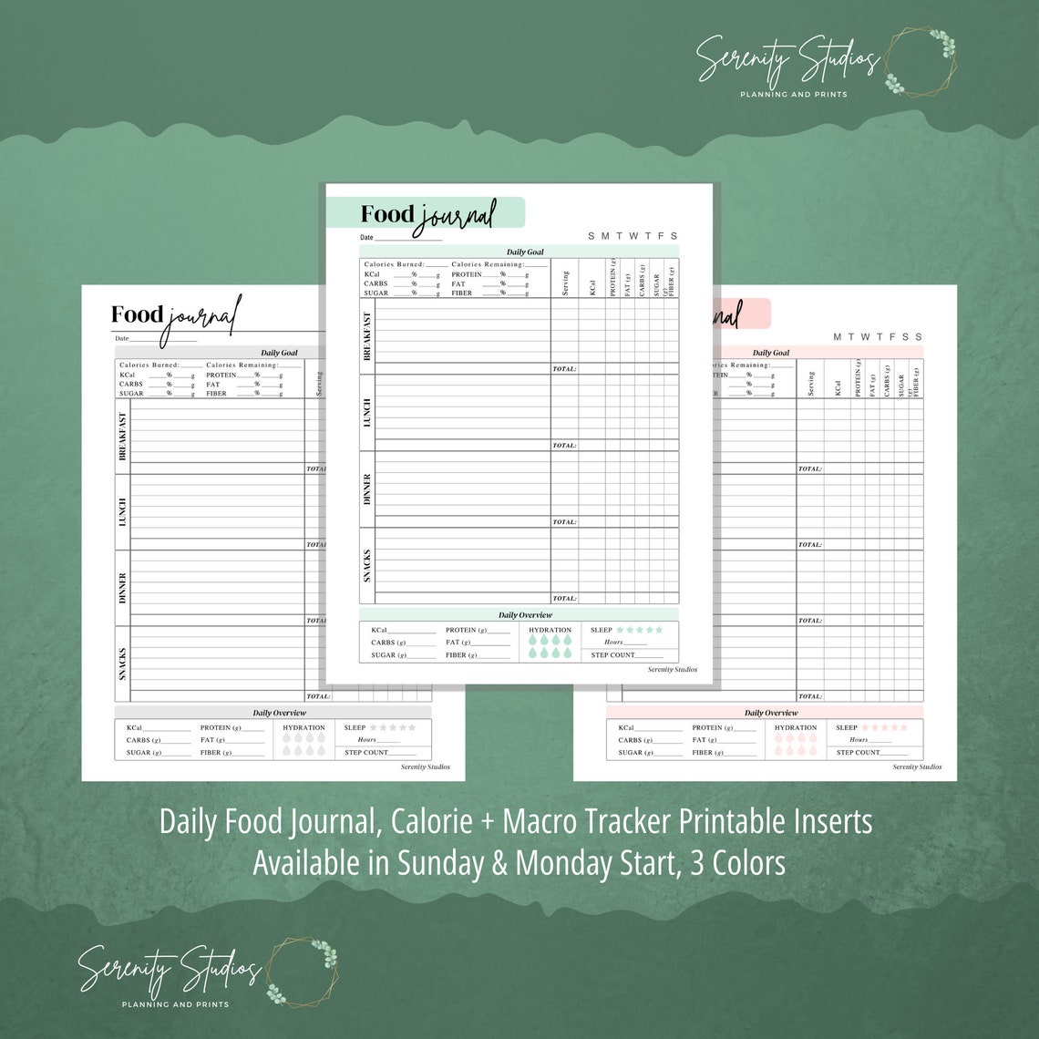 Daily Food Journal, Food Log, Food Diary for Weight Loss, Health ...