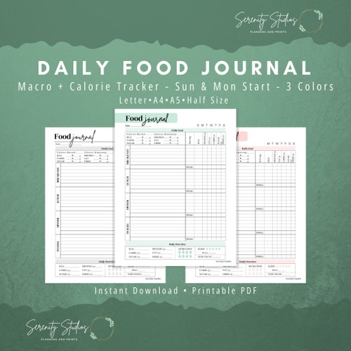 Daily Printable Macro Calorie Weight Loss Nutrition Health - Etsy