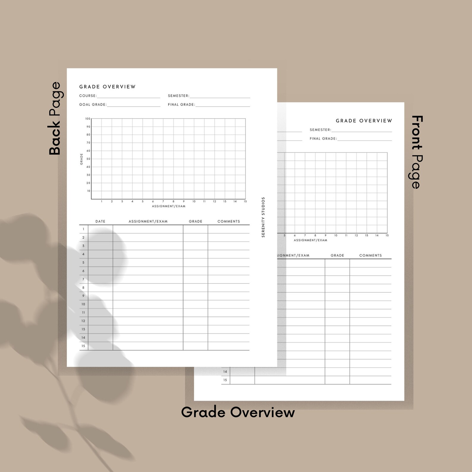 Grade Overview, Grade Tracker, College Student Planner Printable ...