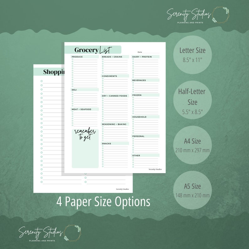 Modern Grocery List Template With Categories Shopping List - Etsy