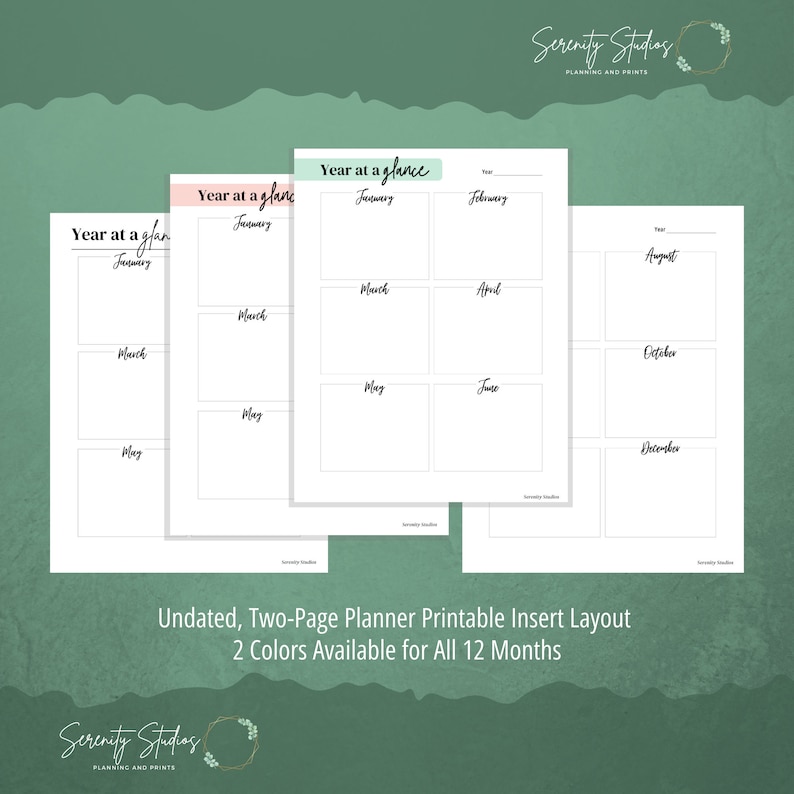 Year at a Glance, Important Dates, Yearly Planner, Yearly Overview ...