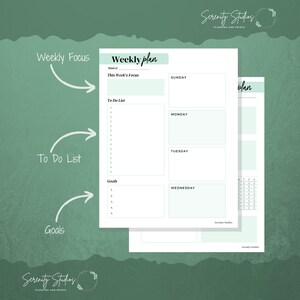 Undated Weekly Planner Printable, Two Page Planner Inserts, to Do List ...
