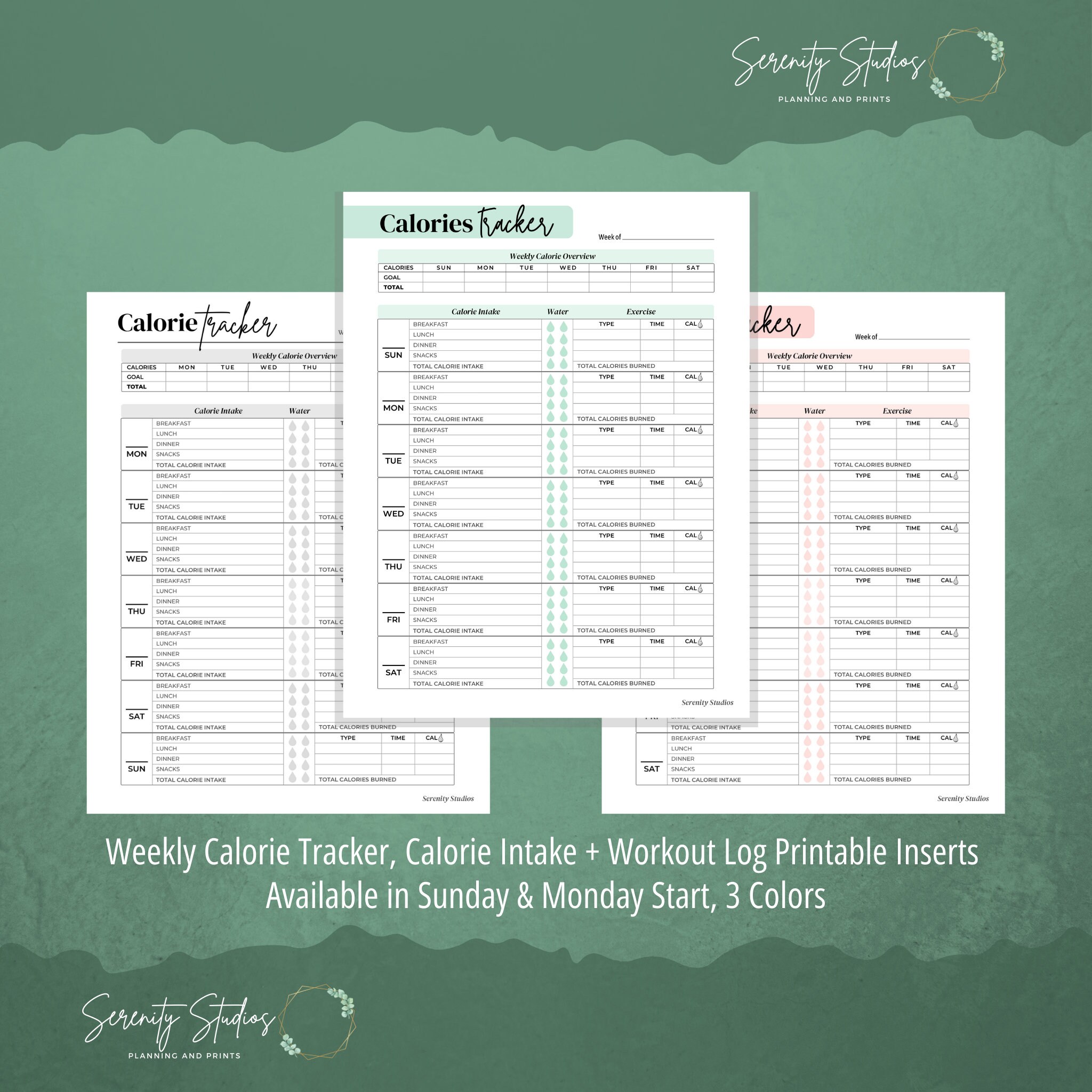 Calorie Tracker Printable, Fitness Journal, Calorie Counter, Exercise ...