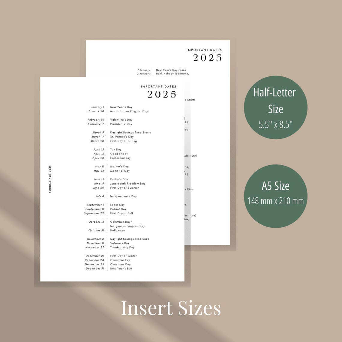 2025 Important Dates, List of Holidays, US Public Holidays, UK Bank ...