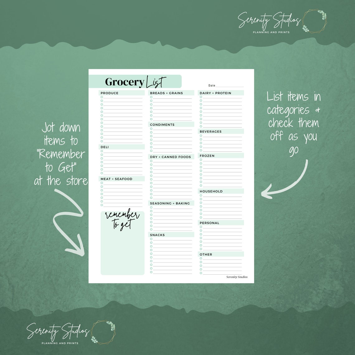 Modern Grocery List Template With Categories Shopping List - Etsy