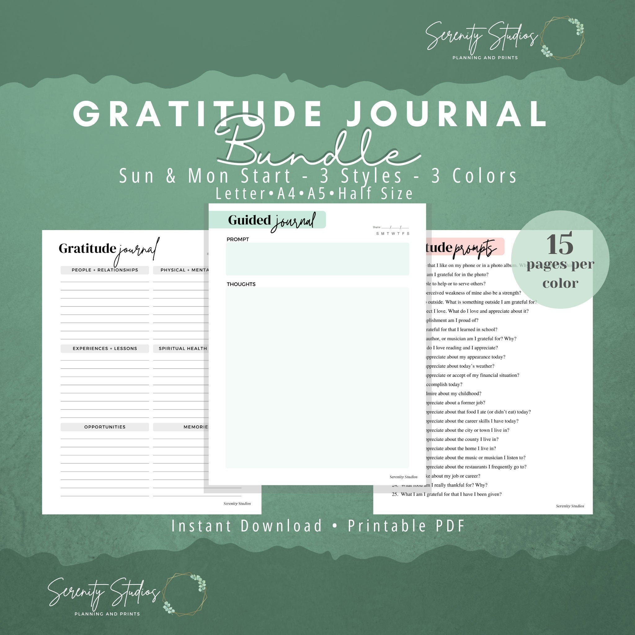 BUNDLE Gratitude Journal Template With Prompts Guided - Etsy UK