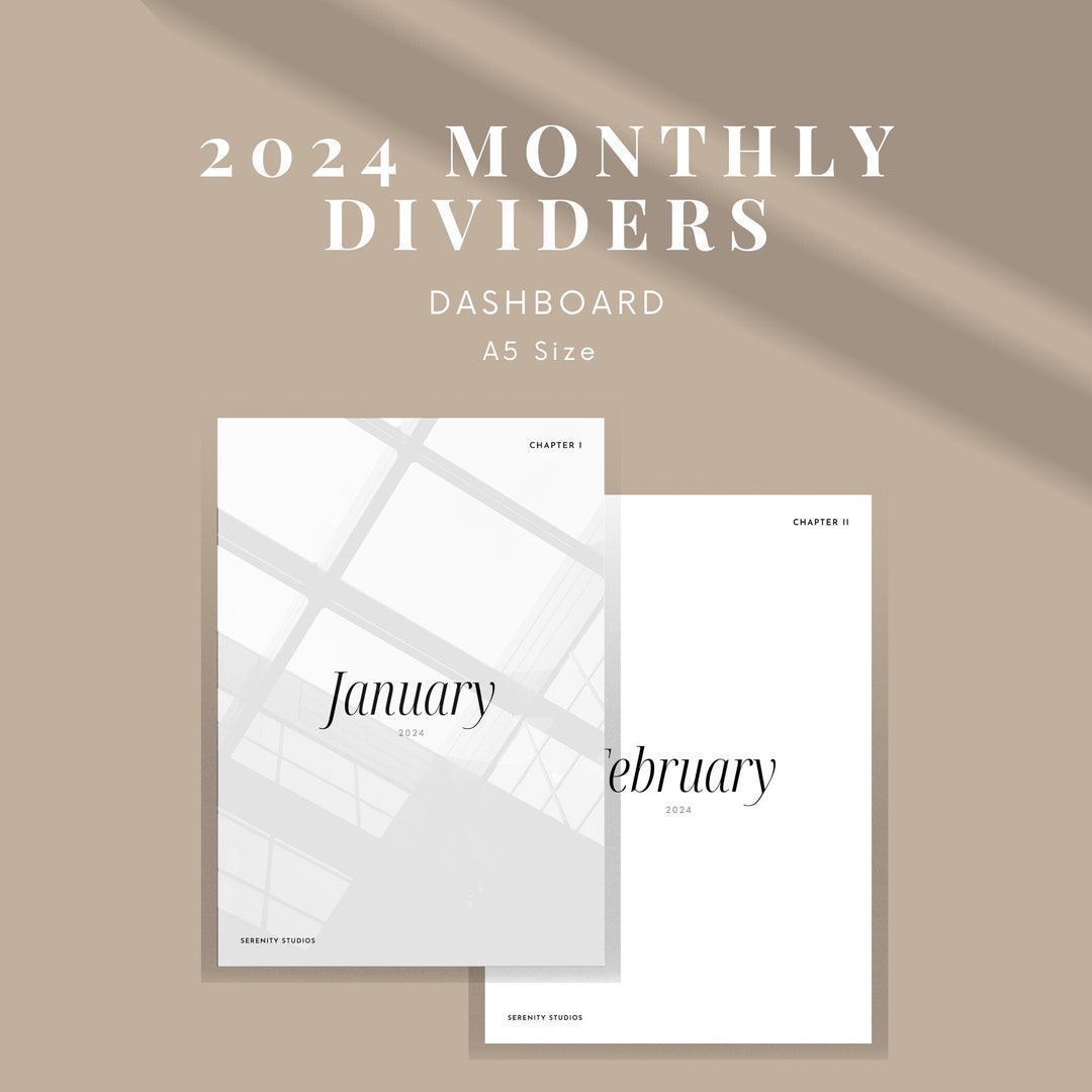 DASHBOARD 2024 Monthly Dashboard Set, Printable Dividers, January ...