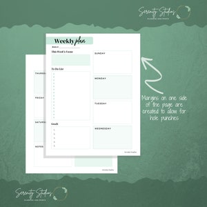 Undated Weekly Planner Printable, Two Page Planner Inserts, to Do List ...