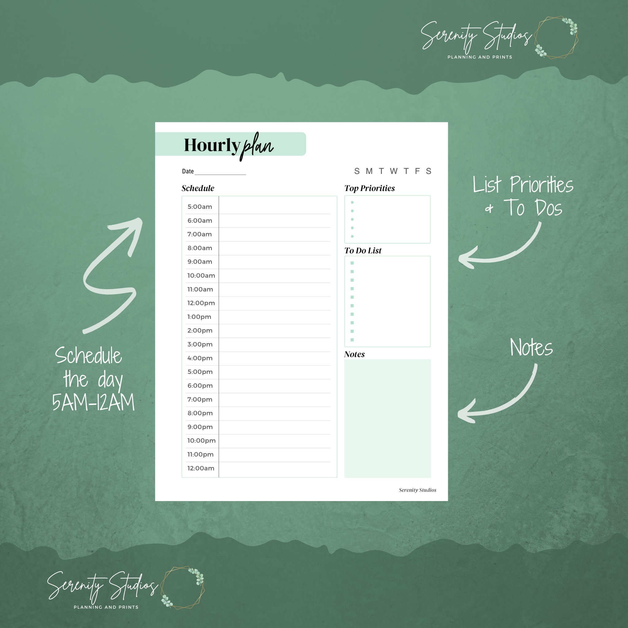 Hourly Daily Planner Printable, Daily Schedule, Daily Calendar by Hour ...