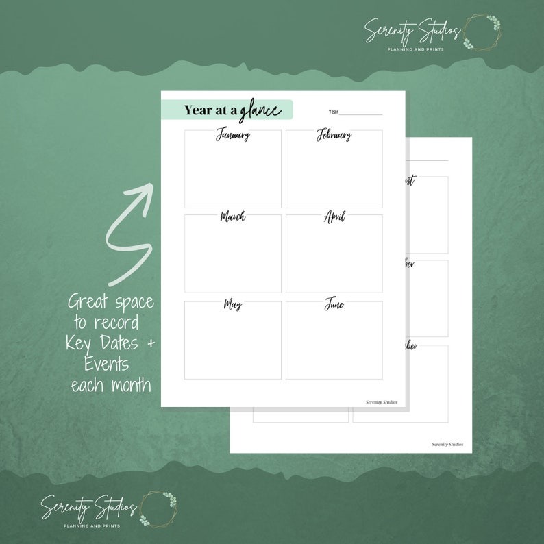 Year at a Glance, Important Dates, Yearly Planner, Yearly Overview ...