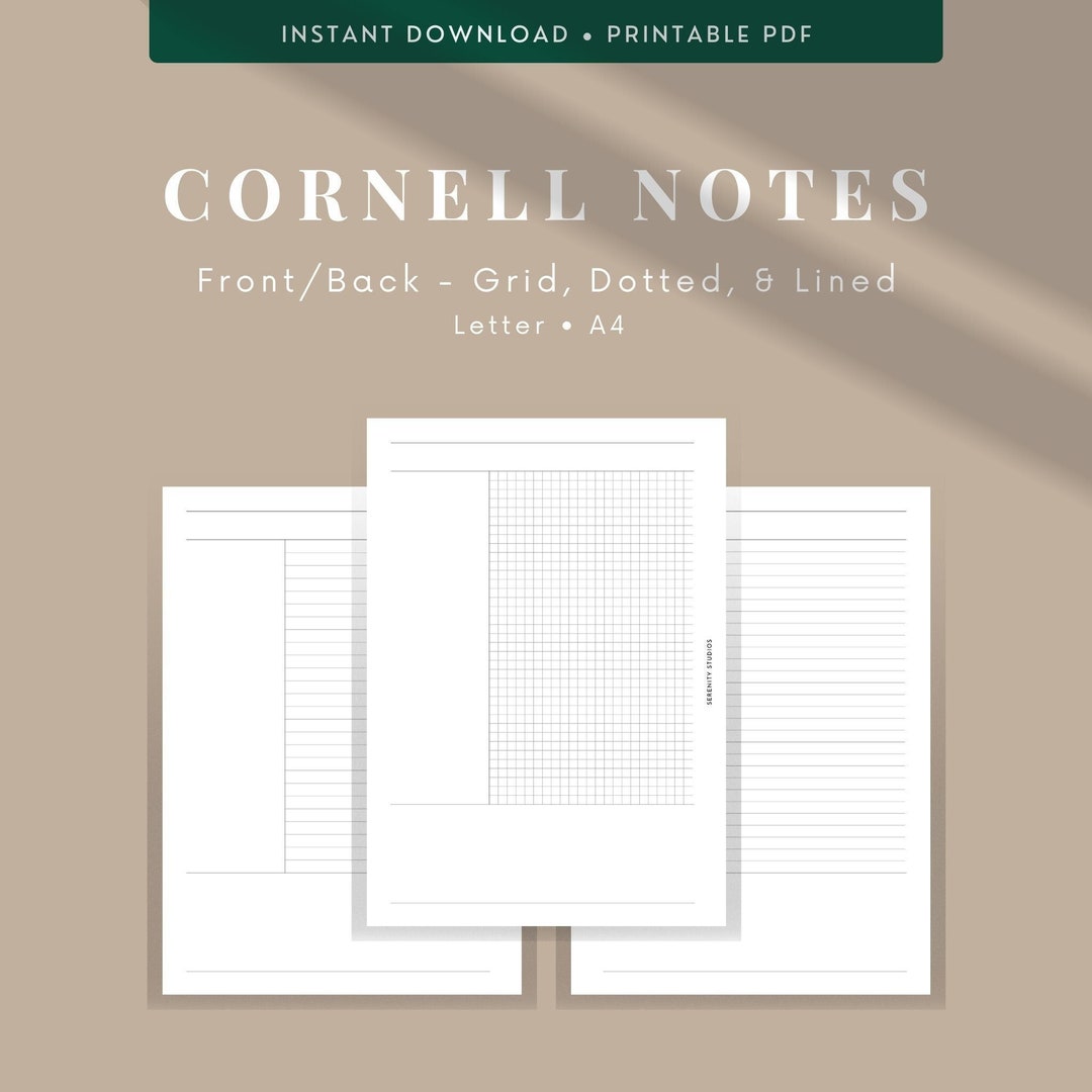 Cornell Notes Set, Grid Notes, Lined Notes, Dotted Notes, Lecture Notes ...
